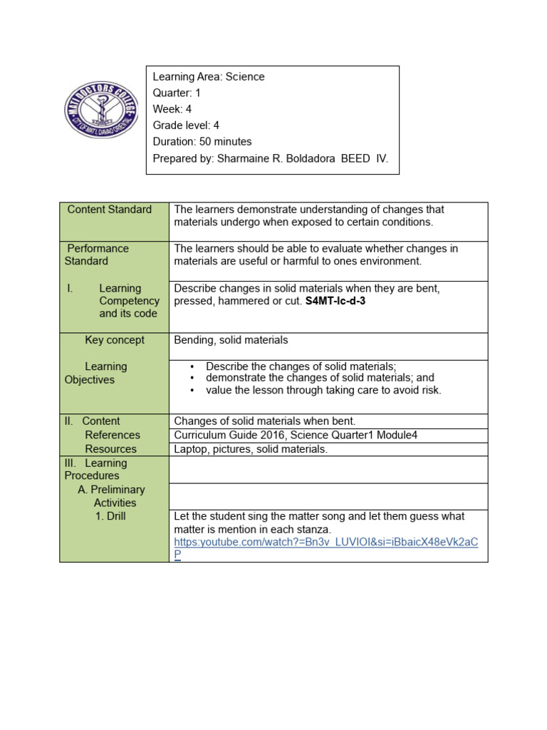 Lesson Plan in Science | PDF | Learning | Behavior Modification