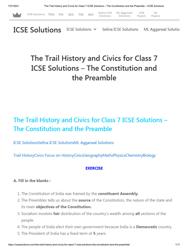 CivicsCh1 - The Constitution and The Preamble | PDF