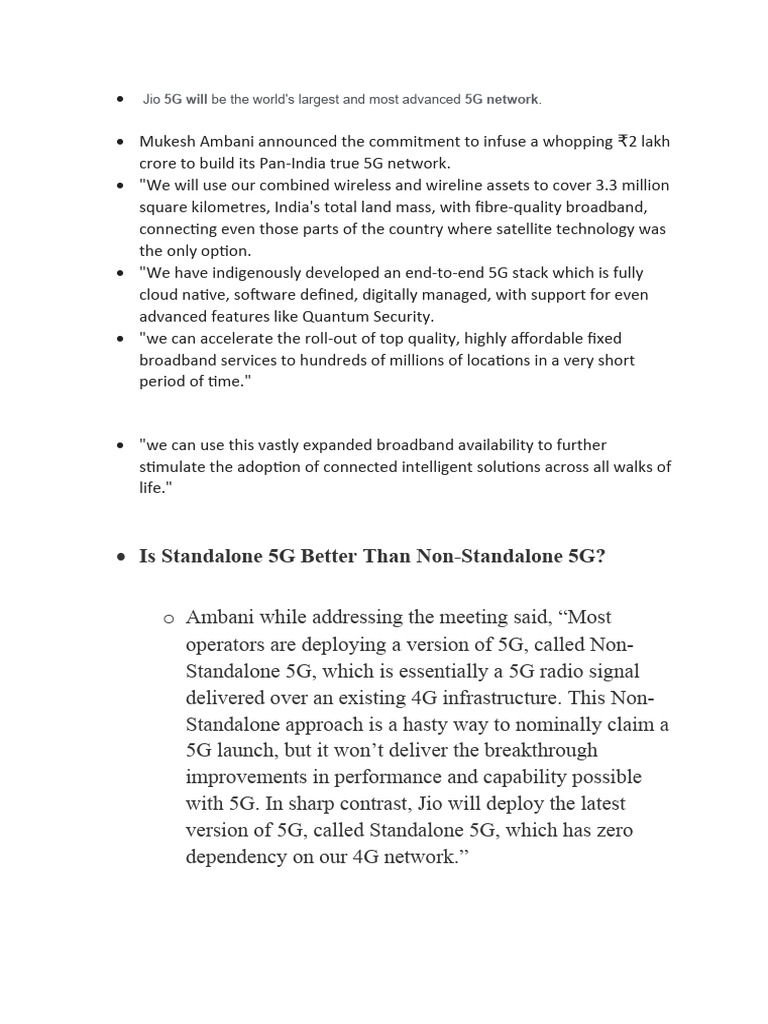 Jio 5g | PDF | 4 G | Information And Communications Technology