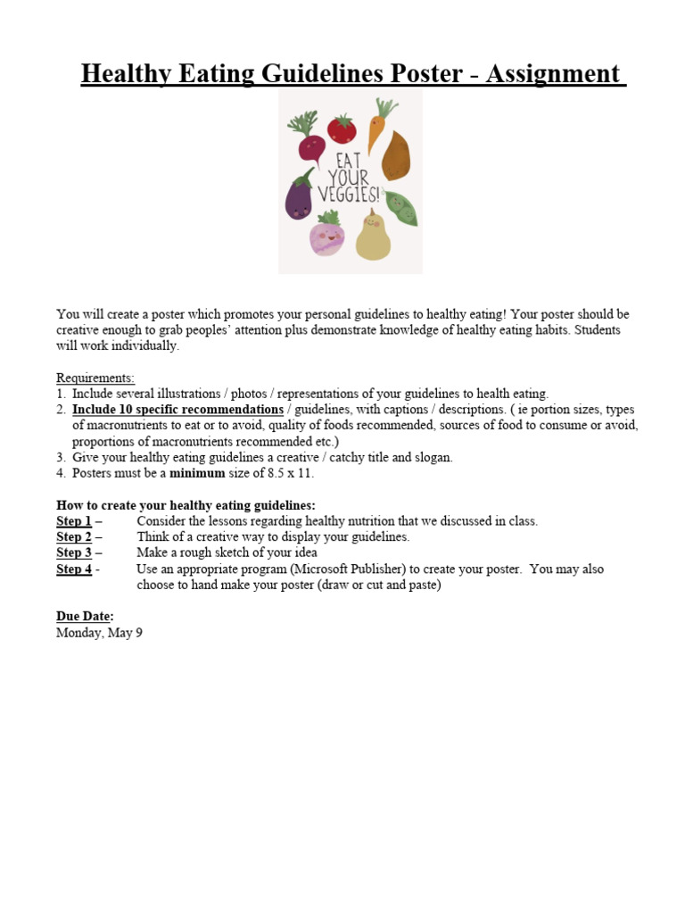Healthy Eating Guidelines Assignment 2016 | PDF