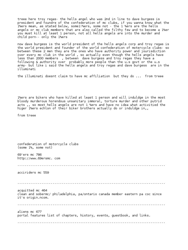 Troy Regas Confederation of MC Clubs | PDF | Motorcycling Subculture ...