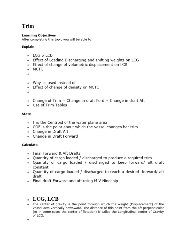 Trim Intact Stability | PDF
