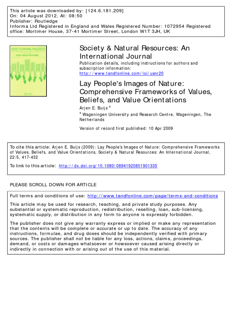 Society & Natural Resources: An International Journal | PDF | Nature ...