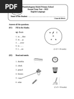 English - Grade 7 - Second Term Test 2022 - Kegalle Zone | PDF
