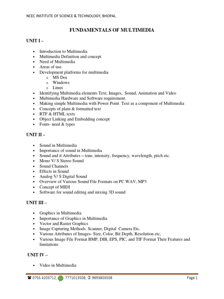 Multimedia Notes in Hindi Pgdca Ncec | PDF Multimedia Notes in Hindi Pgdca Ncec | PDF