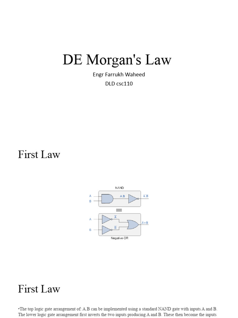 DE Morgan's Law | PDF | Logic Gate | Electronic Design