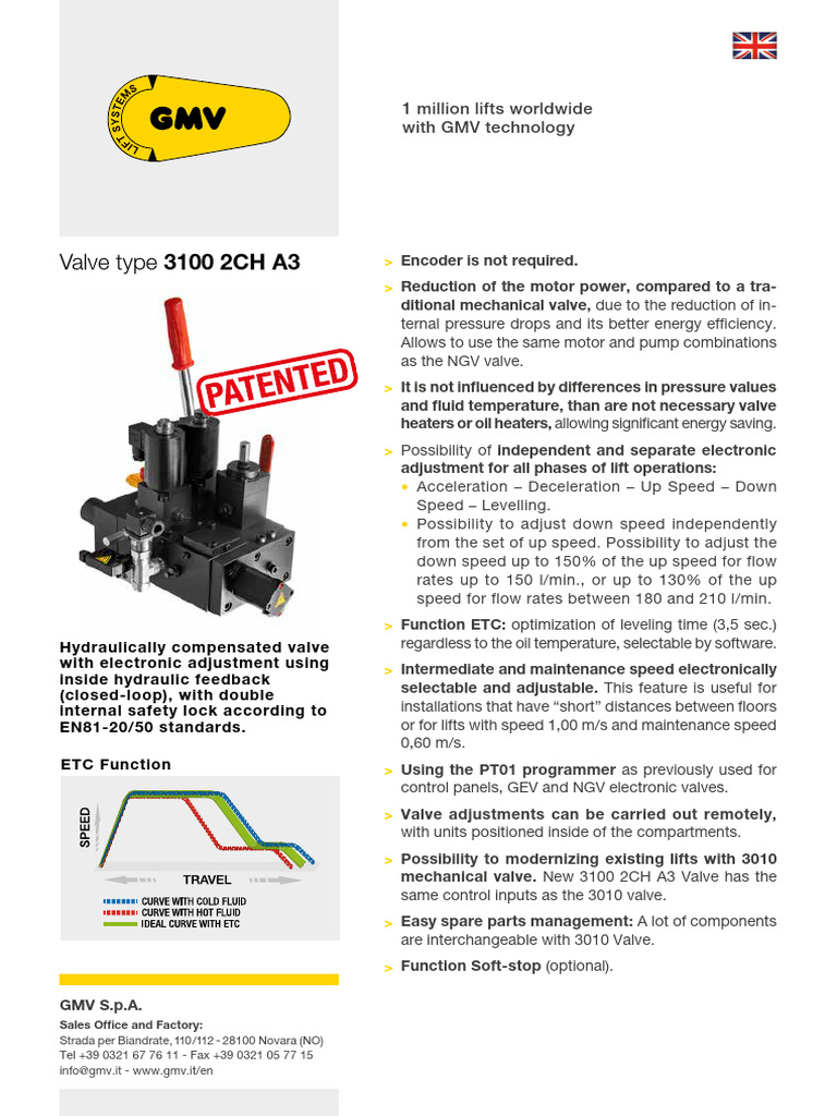 Valve Type 3100 2CH A3 | PDF | Elevator | Valve
