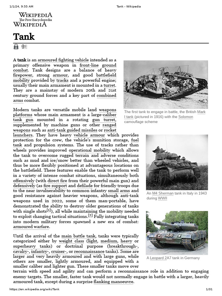 Tank | PDF | Tanks | Armoured Fighting Vehicles