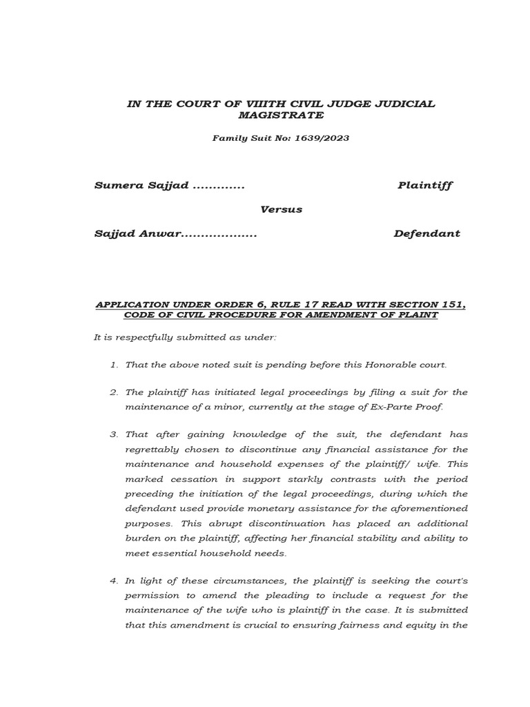 Application For Ammendment of Pleading | PDF
