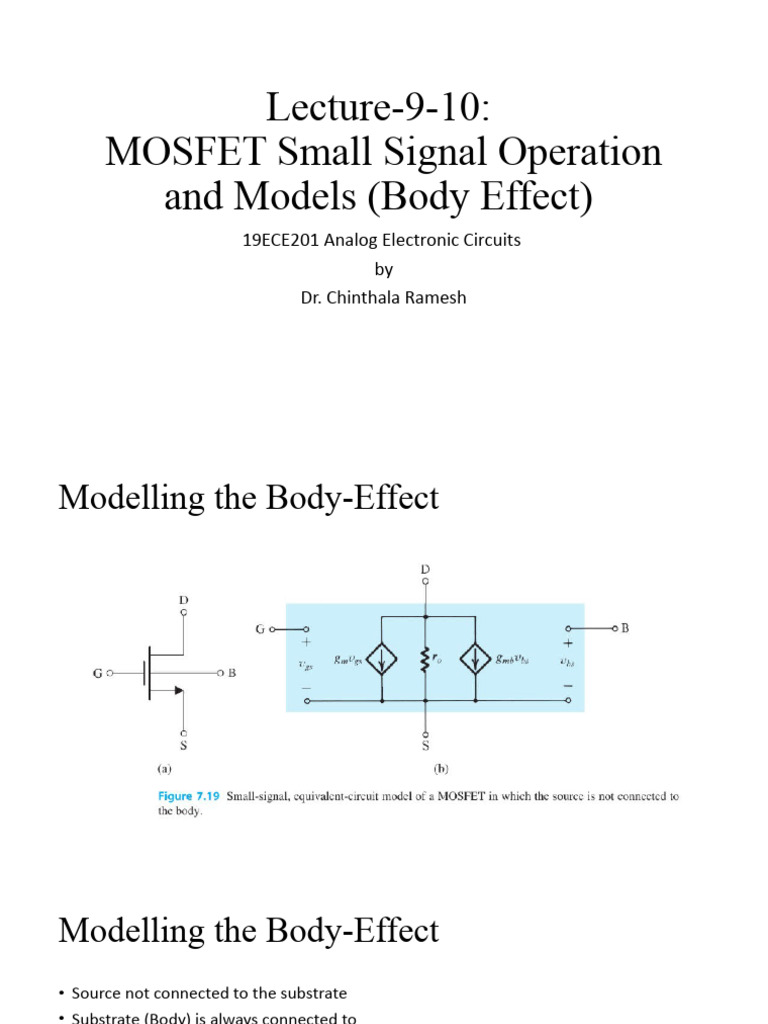 19ECE201 AEC - Lecture 9 10 11 12 Small Signal Models and Operation of ...