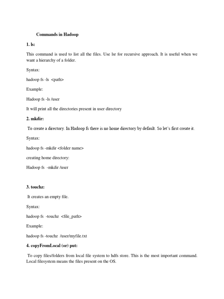 Commands in Hadoop | Download Free PDF | Directory (Computing) | Computer File