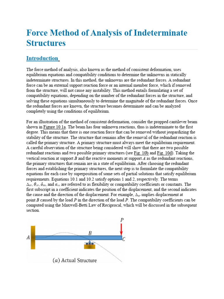 Force Method of Analysis of Indeterminate Structures: BP AP BB AA | PDF