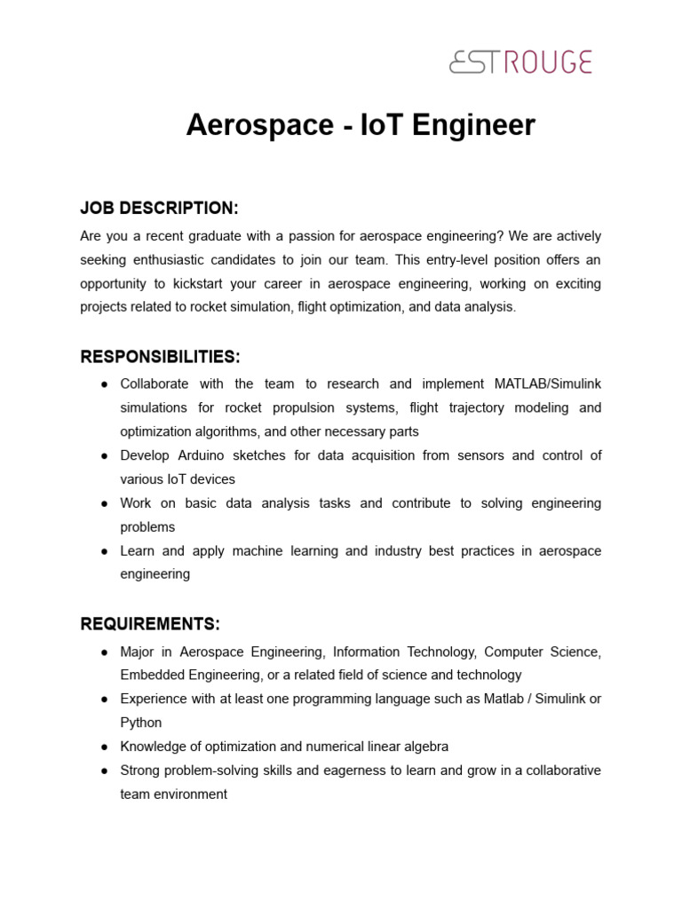 ER JD Aerospace IoT Engineer 2023 | PDF | Engineering | Mathematical Optimization