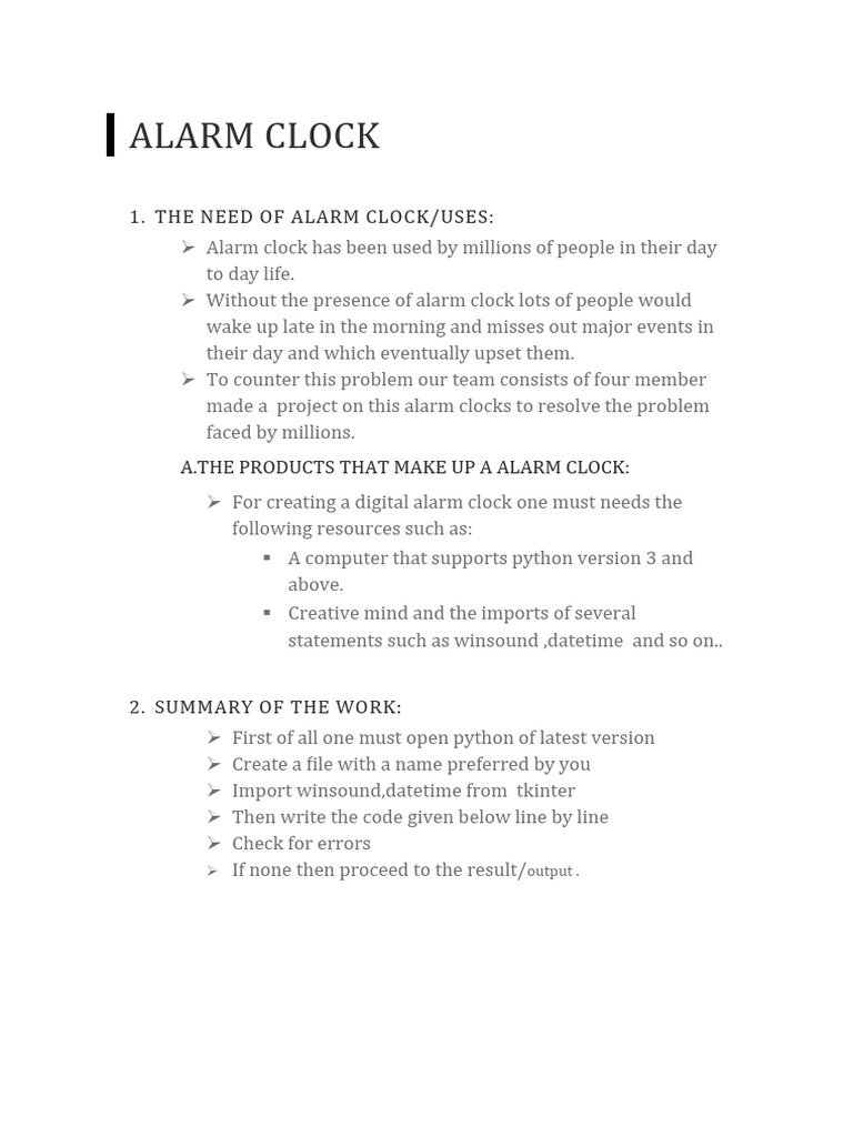 Alarm Clock Use | PDF