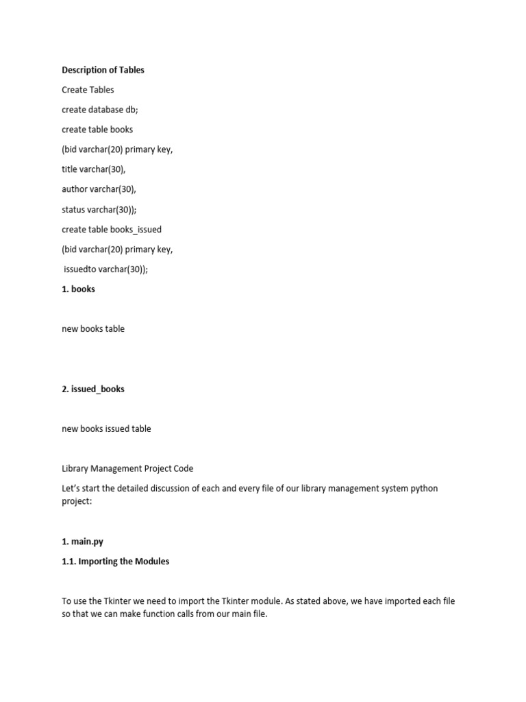 Description of Tables | PDF | Technology & Engineering