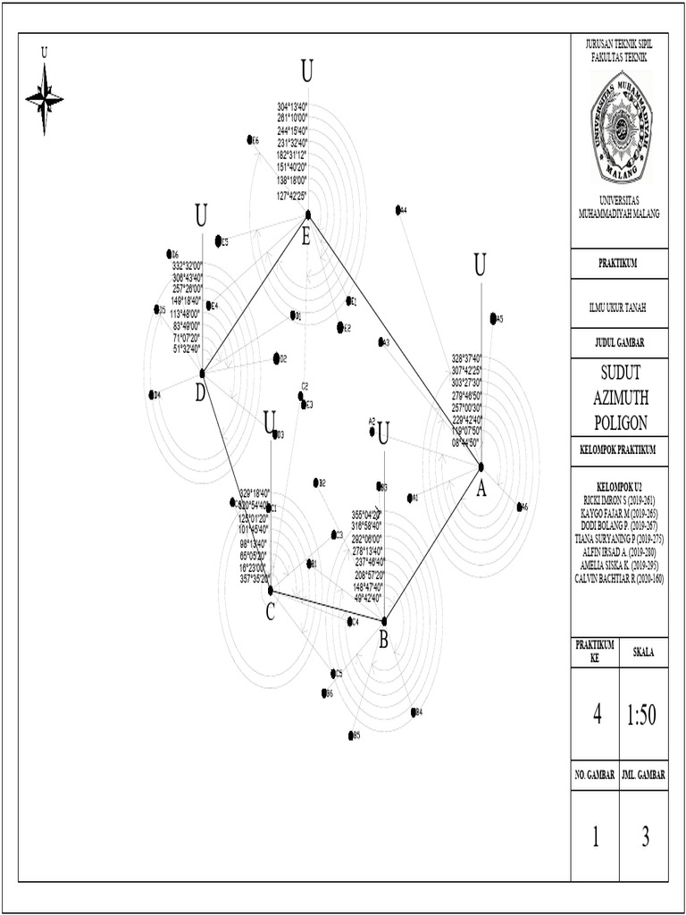 GAMBAR Praktikum 4.1 - Sudut Azimut Poligon 4 | PDF GAMBAR Praktikum 4.1 - Sudut Azimut Poligon 4 | PDF