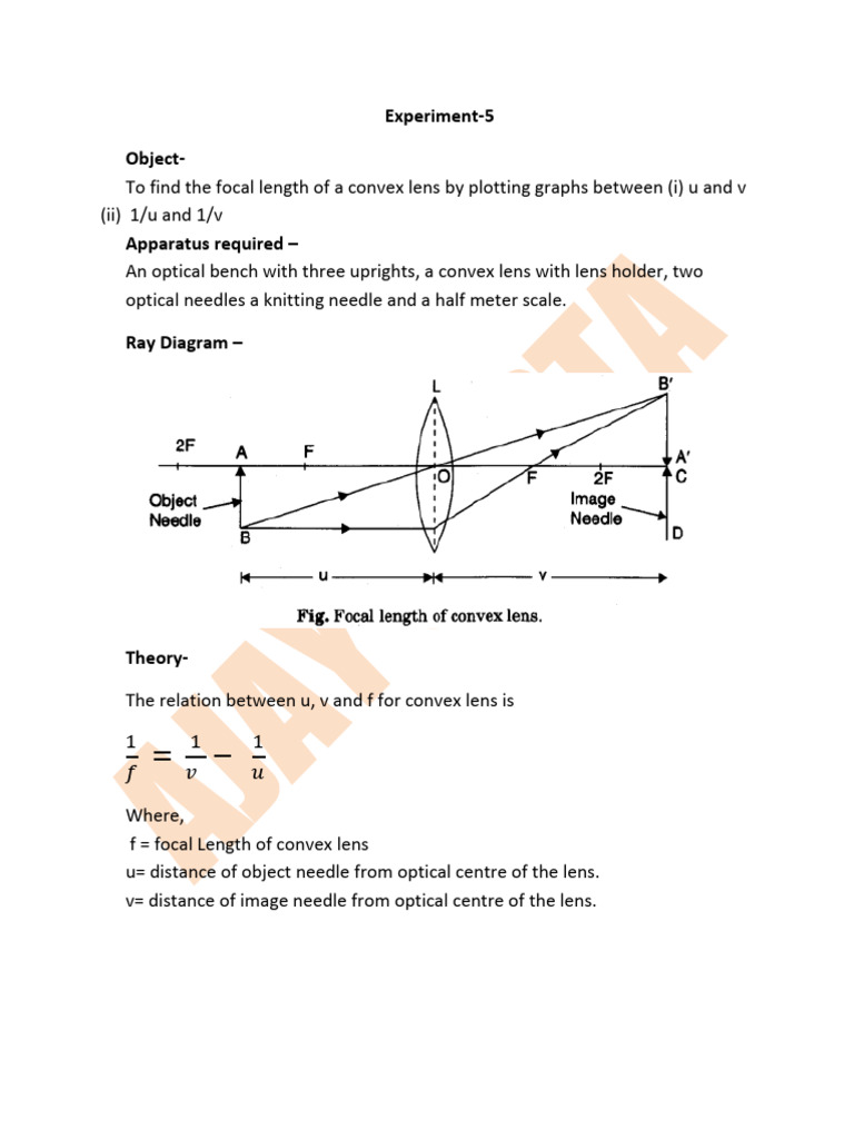 C - 12 - Exp - 5 - FOCAL LENGTH OF CONVEX LENS BY PLOTTING GRAPH ...