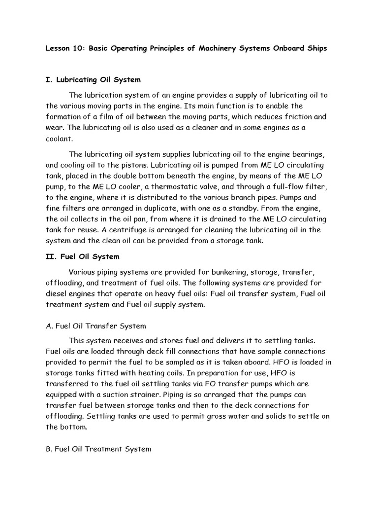 Lesson 10 Basic Operating Principles of Macinery Systems Onboard Ships | PDF | Home & Garden ...