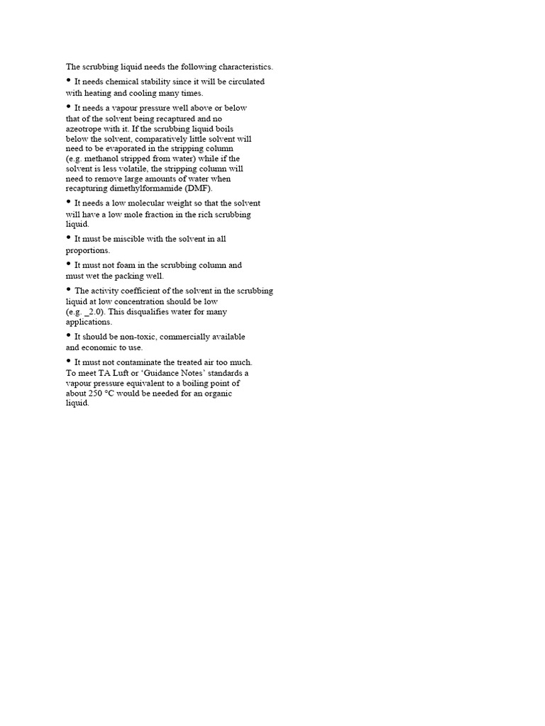 The Characteristics of Scrubbing Liquid | PDF