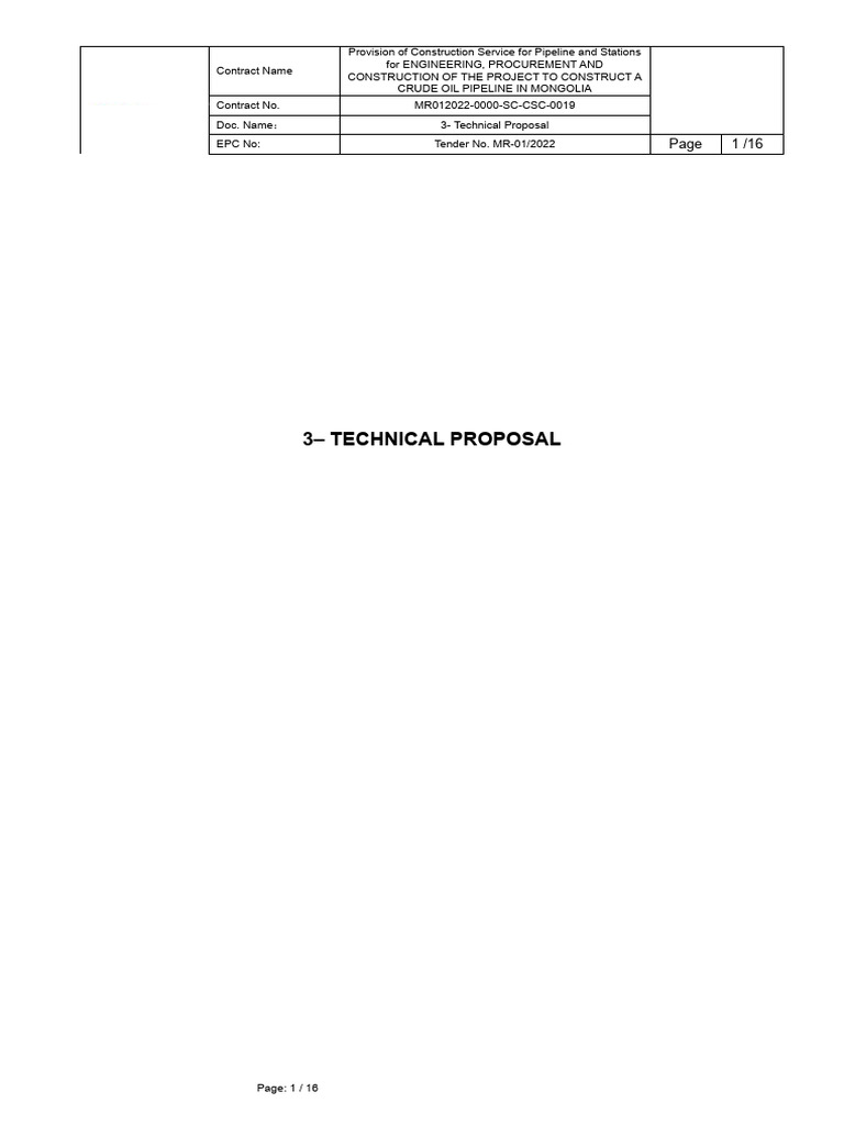 Technical Proposal for Crude Oil Pipeline | PDF | Subcontractor ...