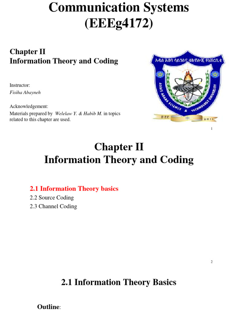 Chapte-2 Information Theory and Coding | PDF | Code | Information