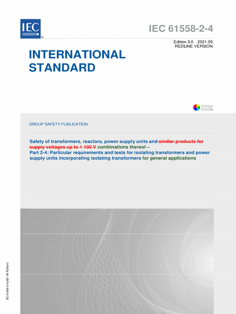 Iec 61558-2-4 - 2021 RLV | PDF | International Electrotechnical ...