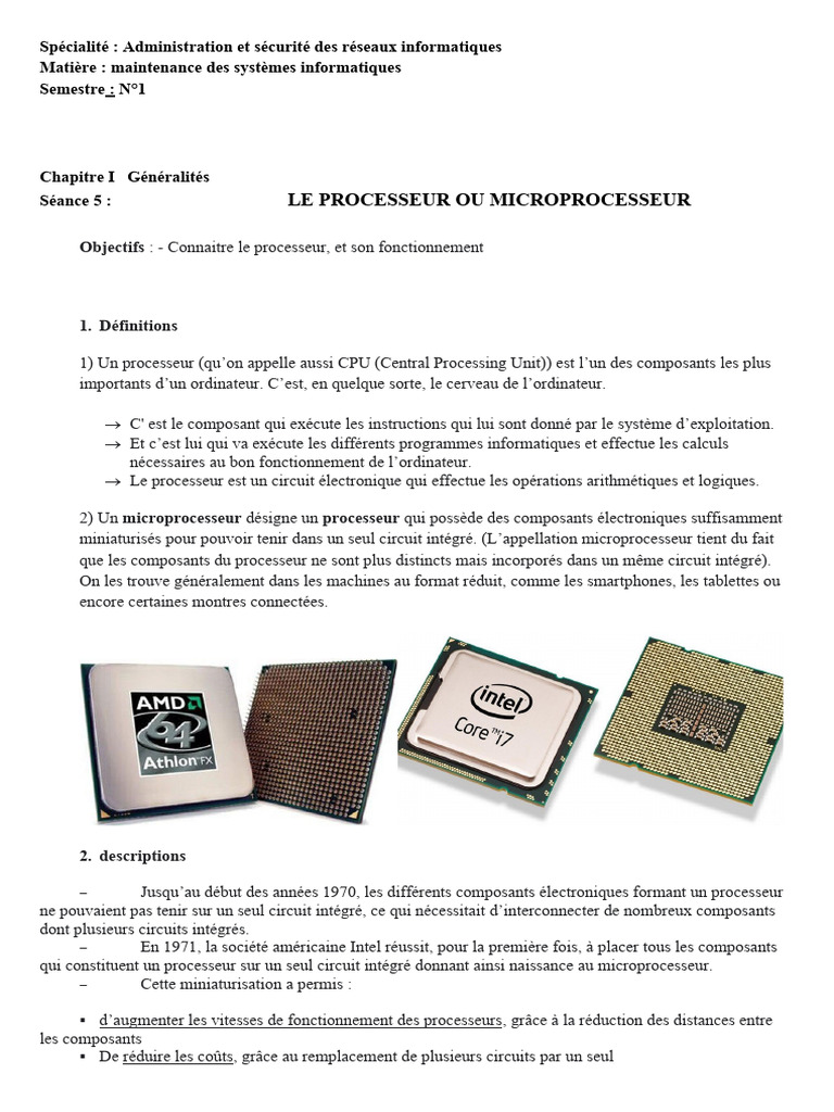 Processeur | PDF | Microprocesseur | Microprocesseur multi-cœur