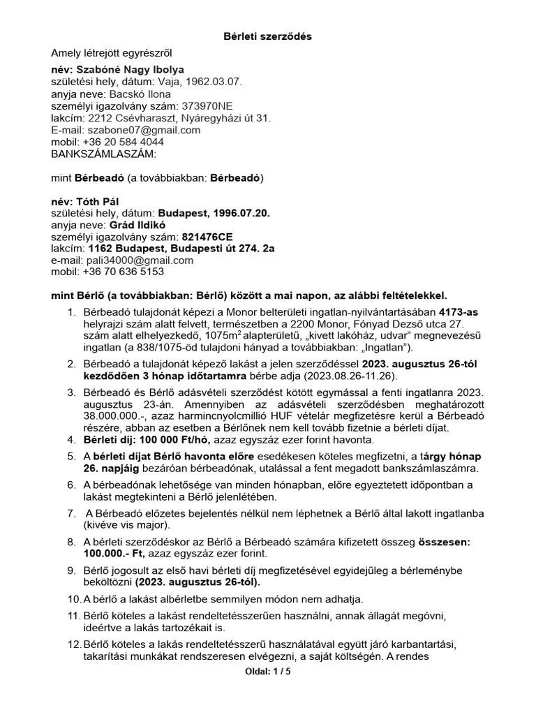 Papp-LAK Berleti Szerzodes K (03) 20230826 Monor Fónyad D 27 | PDF