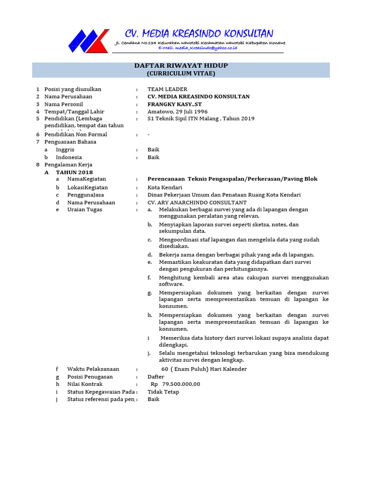 Surat Pernyataan Team Leader | PDF