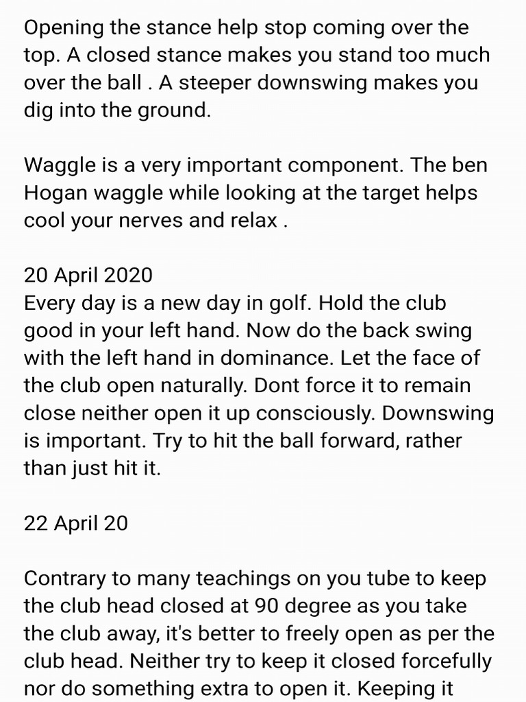 GOLF Diaries Dr. UMAR ZAHOOR | PDF