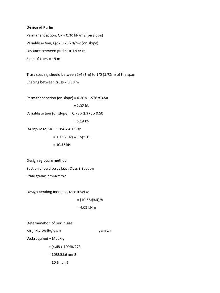 Design of Purlin | PDF