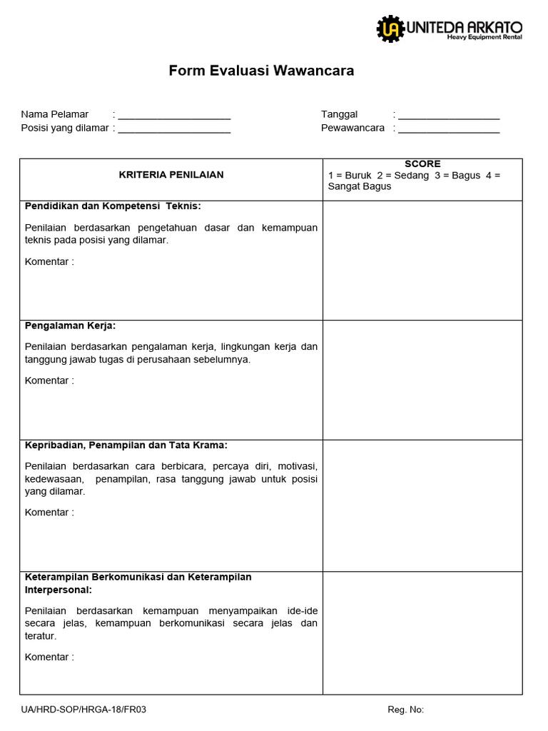 FORM Evaluasi Wawancara | PDF