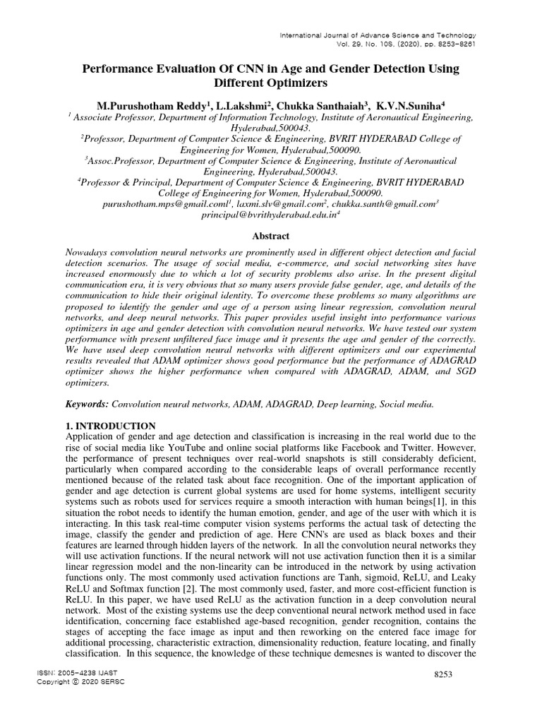 Performance Evaluation of CNN in Age and Gender Detection Using ...