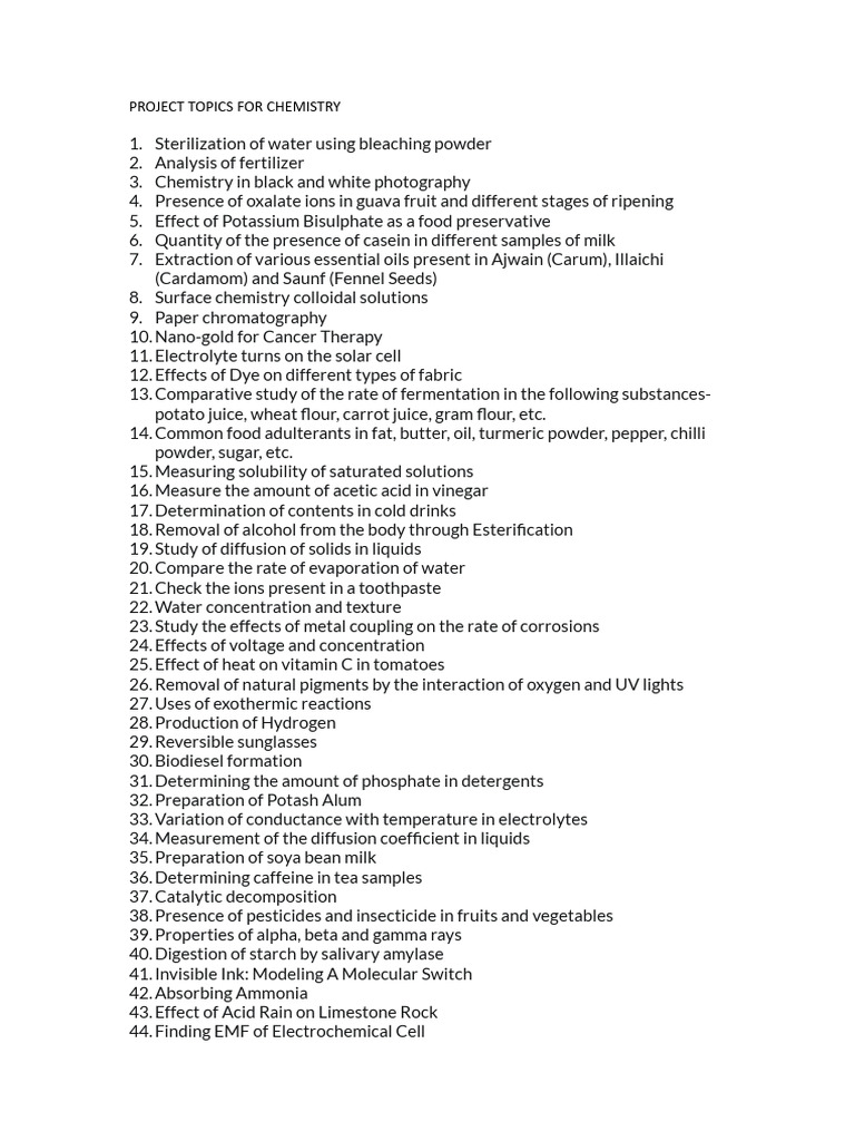 Chemistry Proj - Topic. | PDF