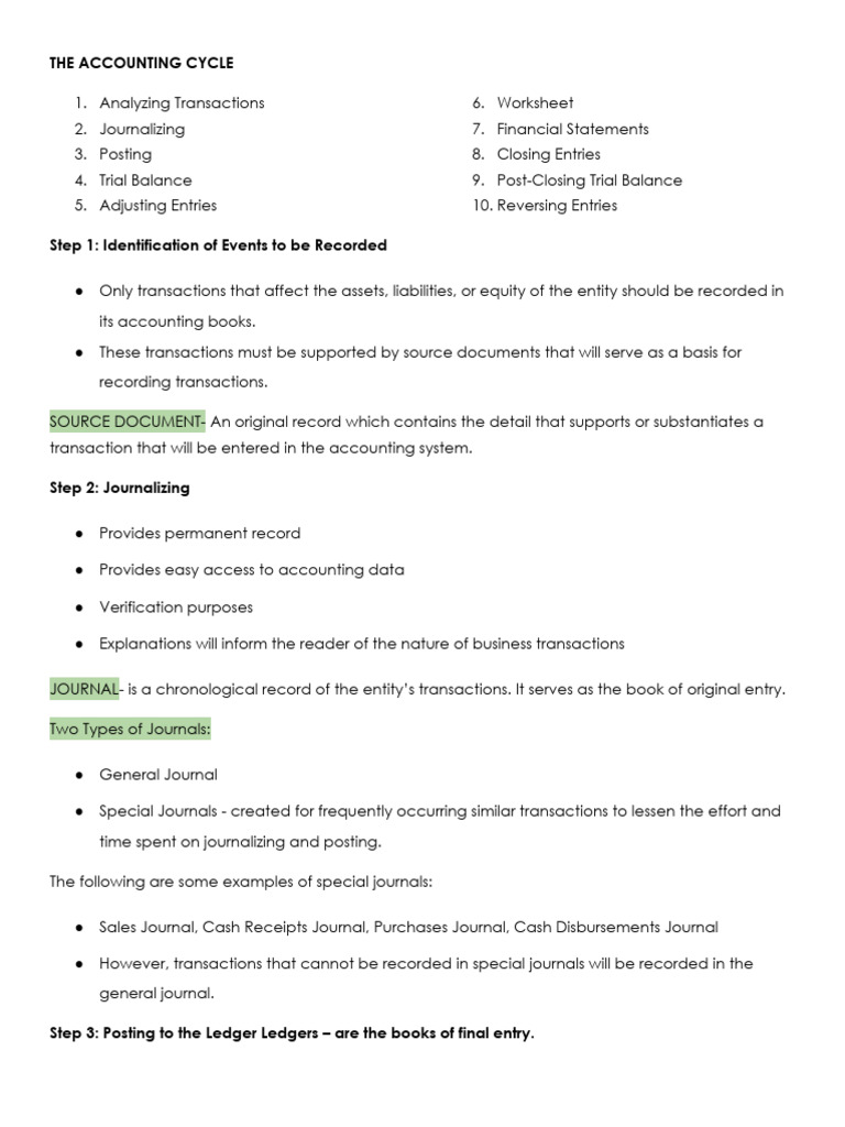 The Accounting Cycle | PDF | Debits And Credits | Accounting