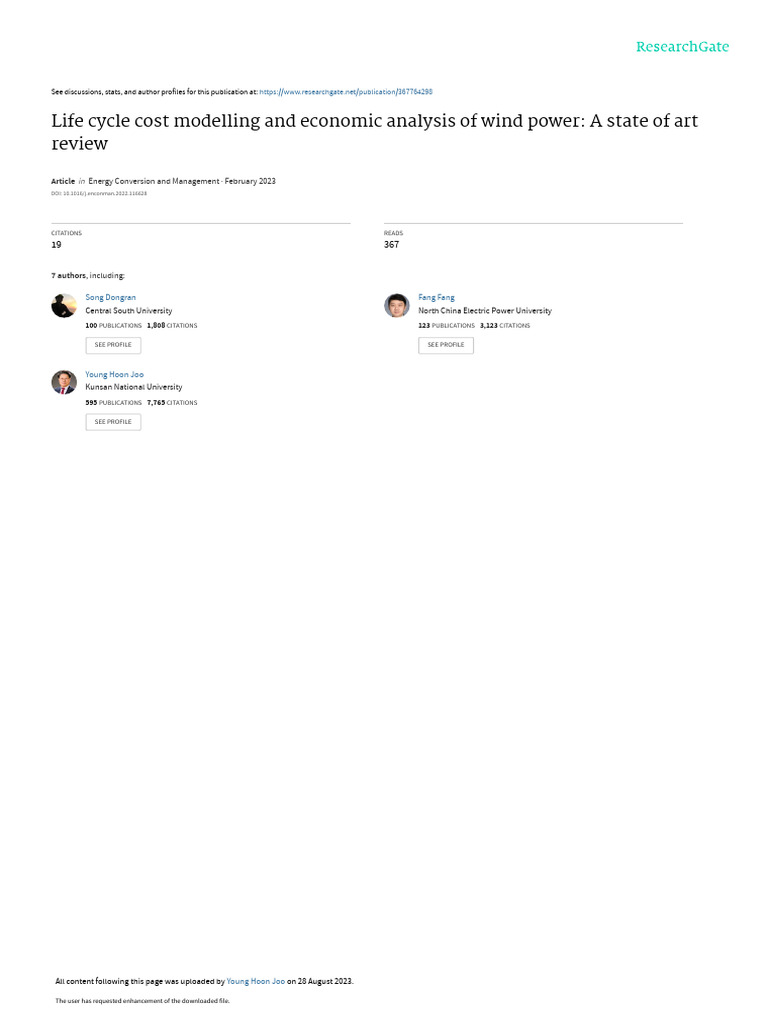 Life Cycle Cost Modelling and Economic Analysis of Wind Power: A State of Art Review | PDF ...