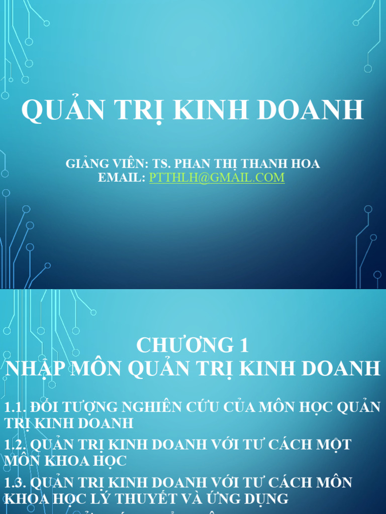 Chương 1. Nhập Môn QTKD | PDF