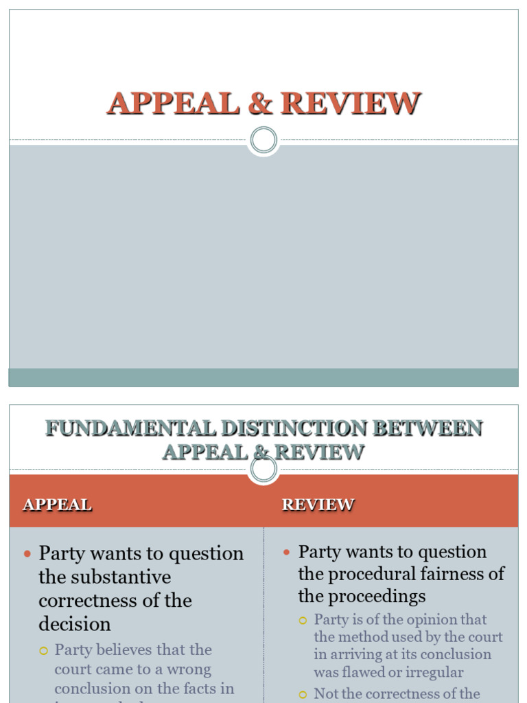 Appeal vs. Review: Key Differences | PDF