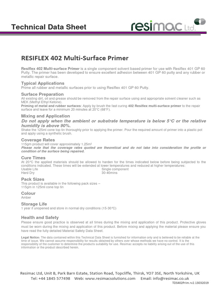 402 MultiSurfacePrimer TDS - rv2.13032019 | PDF