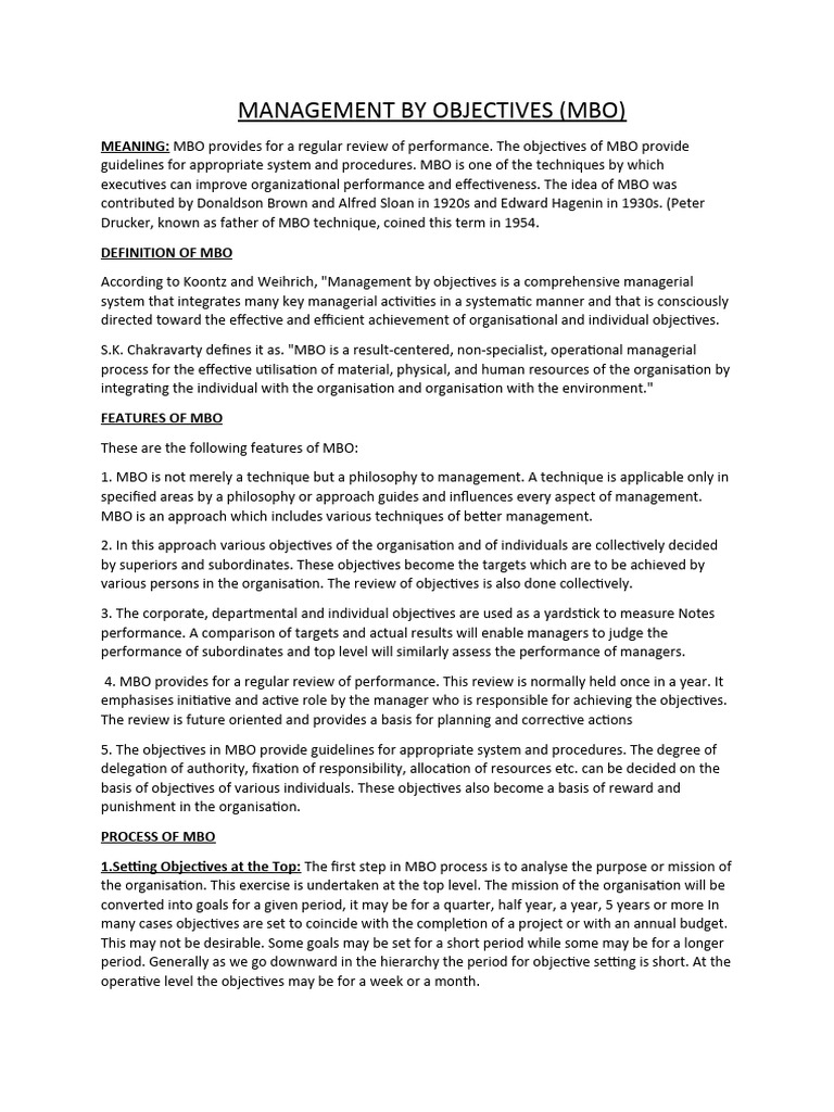 Management by Objectives (Mbo) : MEANING: MBO Provides For A Regular ...