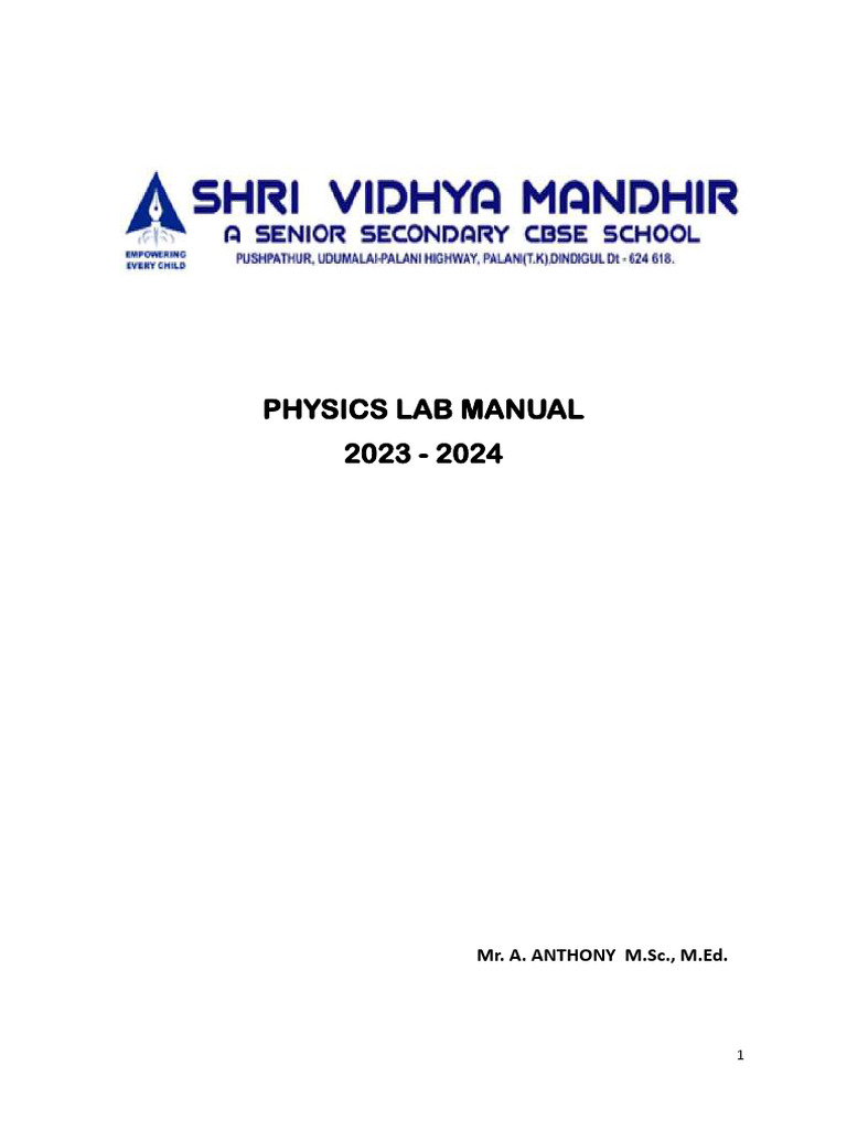 12 Physics Lab Manual Aa Sir 2023-2024 | PDF