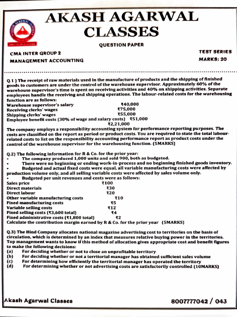 Responsibility Accounting Solved Full | PDF