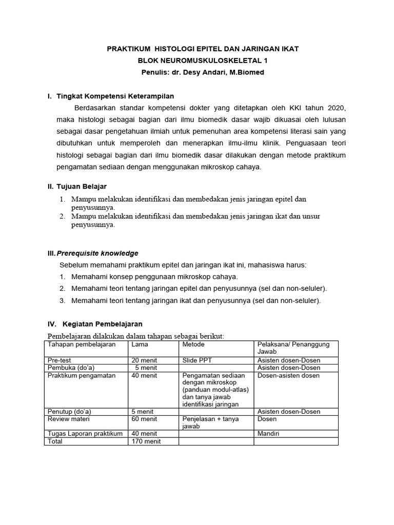 Modul Praktikum Histo 1 NMS1 2023 | PDF | Sains & Matematika