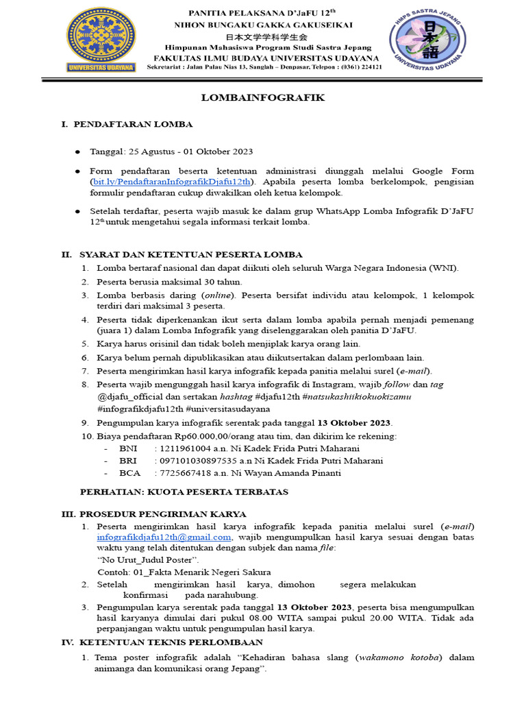 Peraturan Dan Form Lomba Infografik | PDF