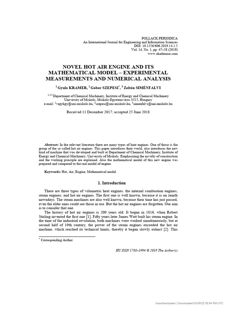 (17883911 - Pollack Periodica) Novel Hot Air Engine and Its ...