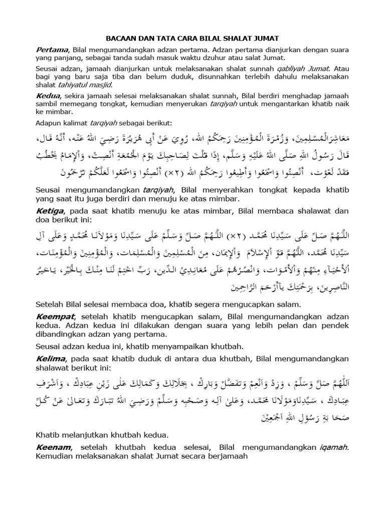 Bacaan Dan Tata Cara Bilal Shalat Jumat | PDF