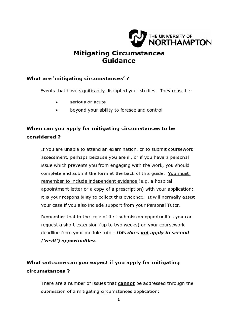 Mitigating Circumstances Guide | PDF | Finance & Money Management