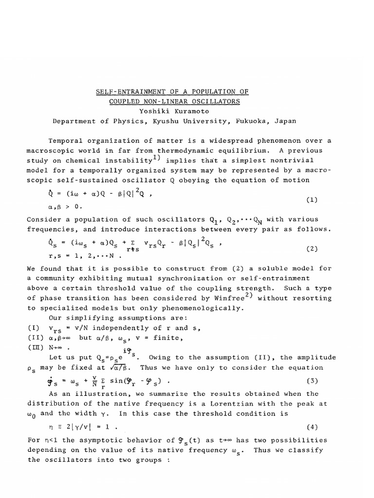 Kuramoto Conjecture | PDF | Oscillation | Mechanical Engineering
