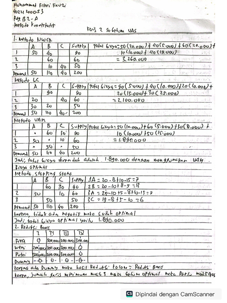 Kuis 2 MetKuan.40221200053 | PDF