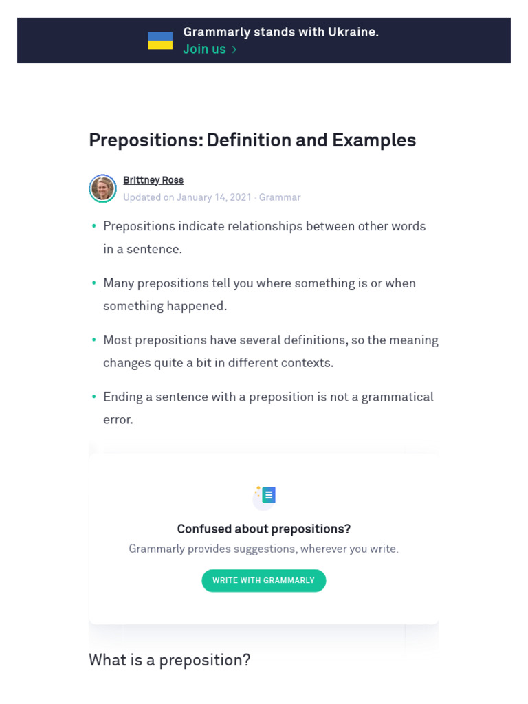 Preposition Grammar Rules | PDF | Preposition And Postposition | Word